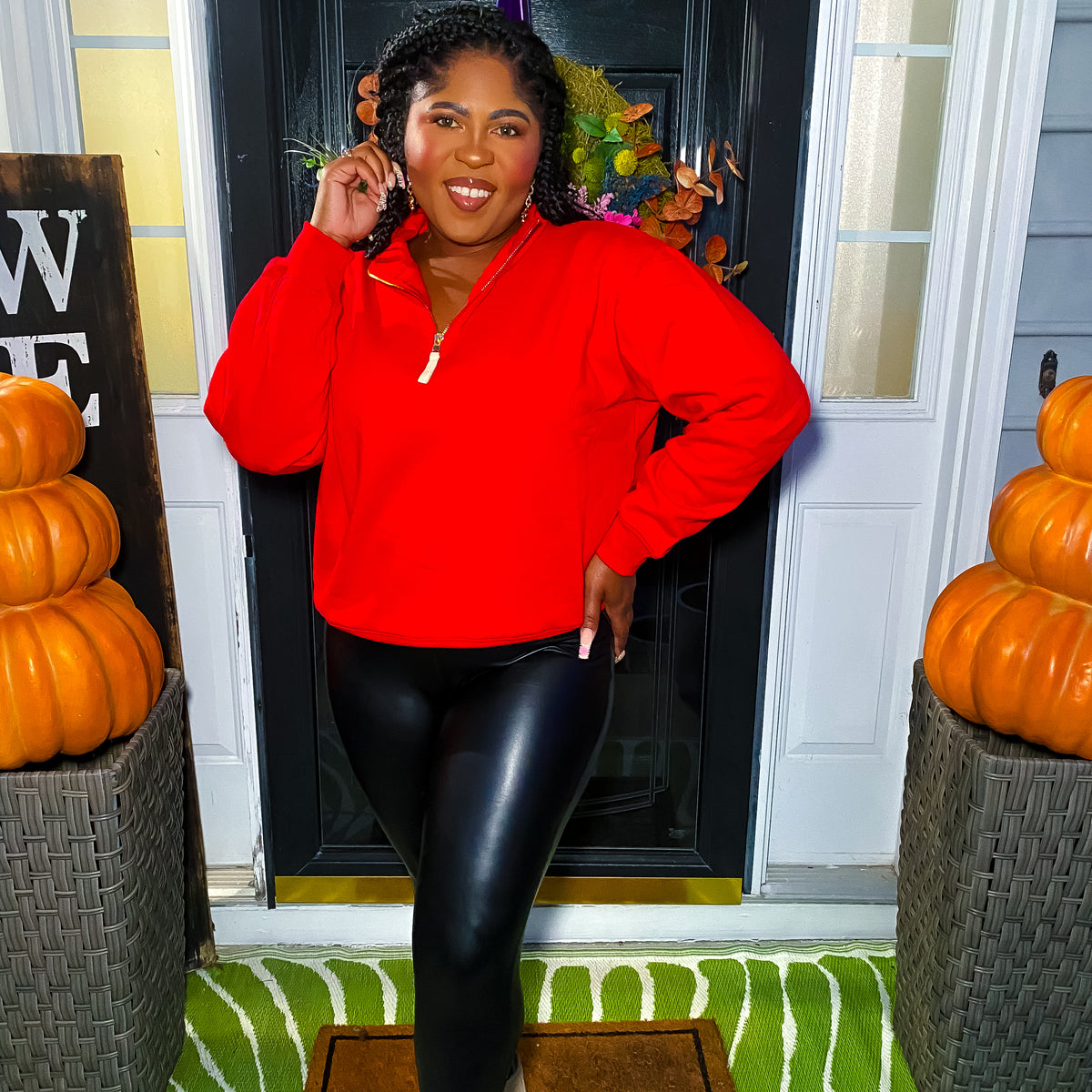 Classic Fleece Half Zip Sweater - Ruby – The Sky Collection